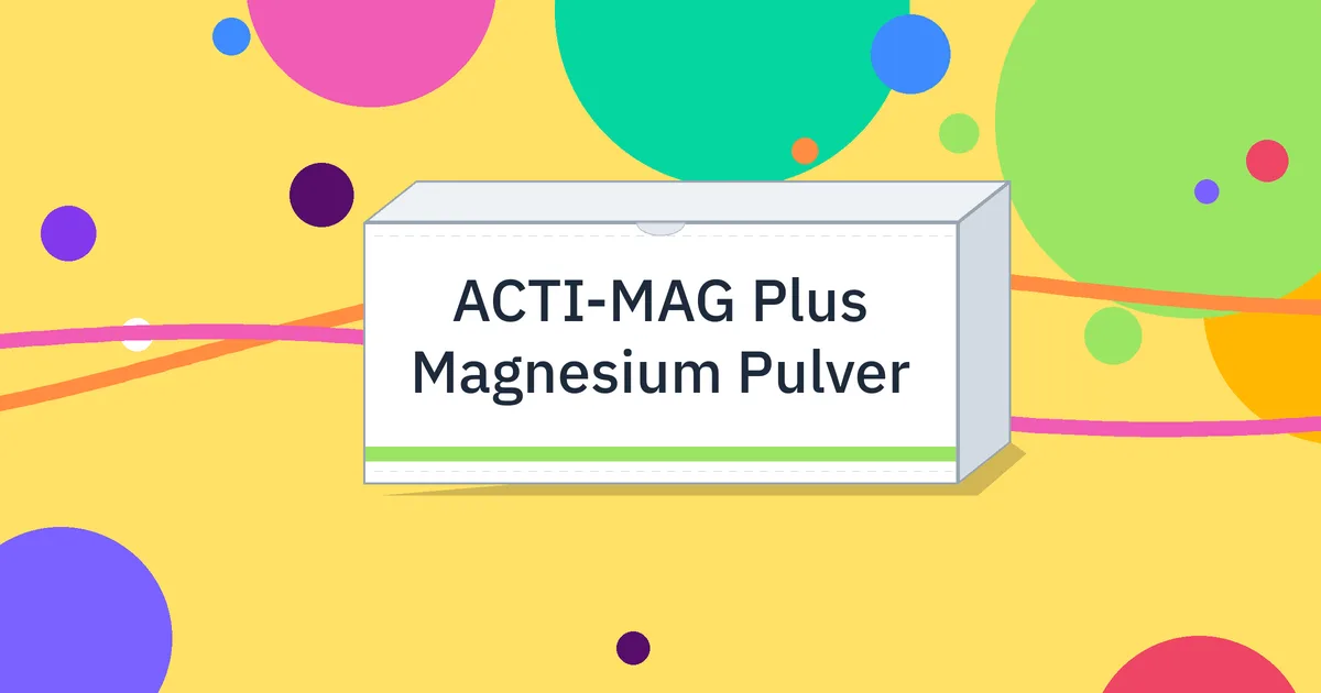 Symbolbild: Packung mit der Aufschrift ACTI-MAG Plus Magnesium Pulver (PZN 16827144) – Verfügbarkeit und Bezug in Apotheken in Frankfurt am Main