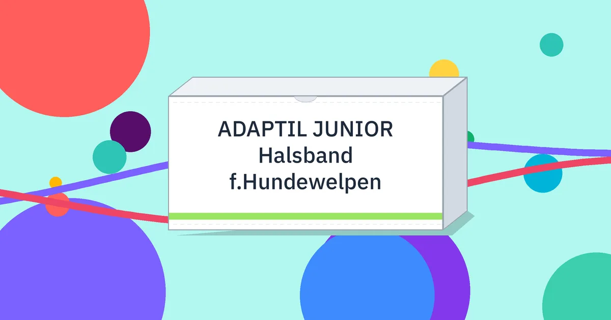 Symbolbild: Packung mit der Aufschrift ADAPTIL JUNIOR Halsband f.Hundewelpen (PZN 17364019) – Verfügbarkeit und Bezug in Apotheken in Frankfurt am Main