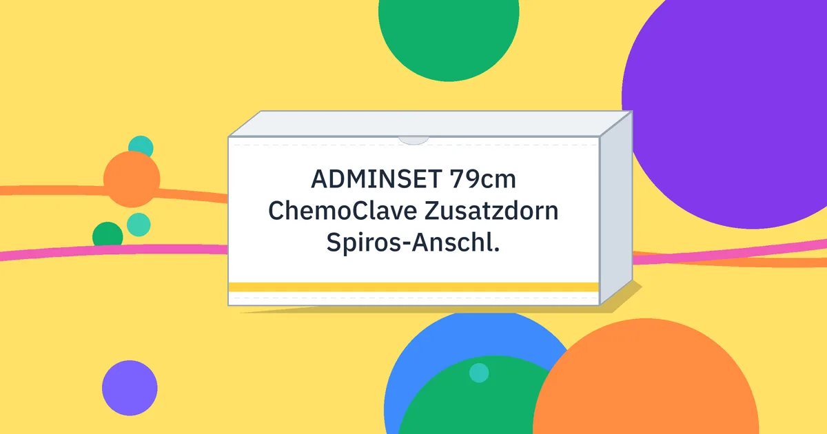 Symbolbild: Packung mit der Aufschrift ADMINSET 79cm ChemoClave Zusatzdorn Spiros-Anschl. (PZN 19442953) – Verfügbarkeit und Bezug in Apotheken in Frankfurt am Main