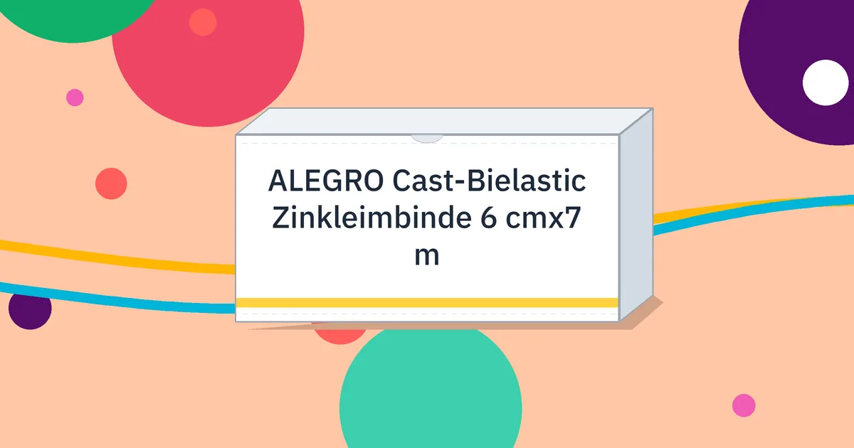 Symbolbild: Packung mit der Aufschrift ALEGRO Cast-Bielastic Zinkleimbinde 6 cmx7 m (PZN 18604141) – Verfügbarkeit und Bezug in Apotheken in Frankfurt am Main