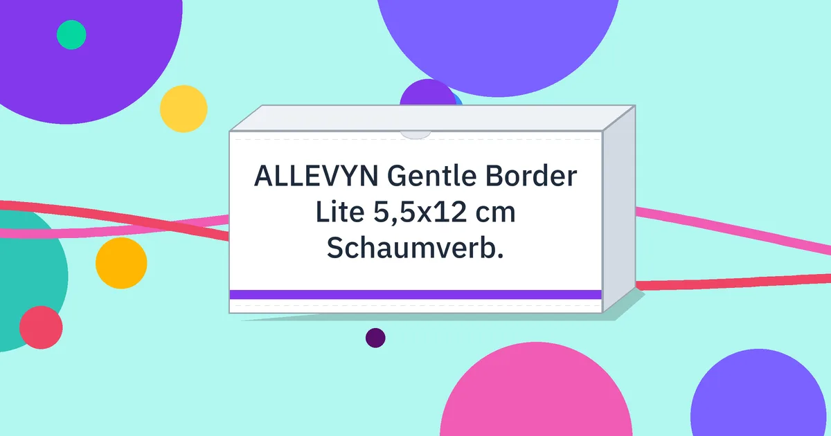 Symbolbild: Packung mit der Aufschrift ALLEVYN Gentle Border Lite 5,5x12 cm Schaumverb. (PZN 19487134) – Verfügbarkeit und Bezug in Apotheken in Frankfurt am Main