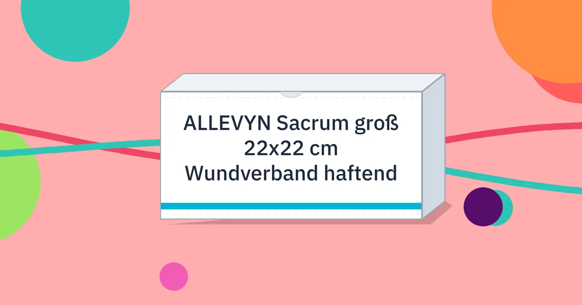 Symbolbild: Packung mit der Aufschrift ALLEVYN Sacrum groß 22x22 cm Wundverband haftend (PZN 17909565) – Verfügbarkeit und Bezug in Apotheken in Frankfurt am Main