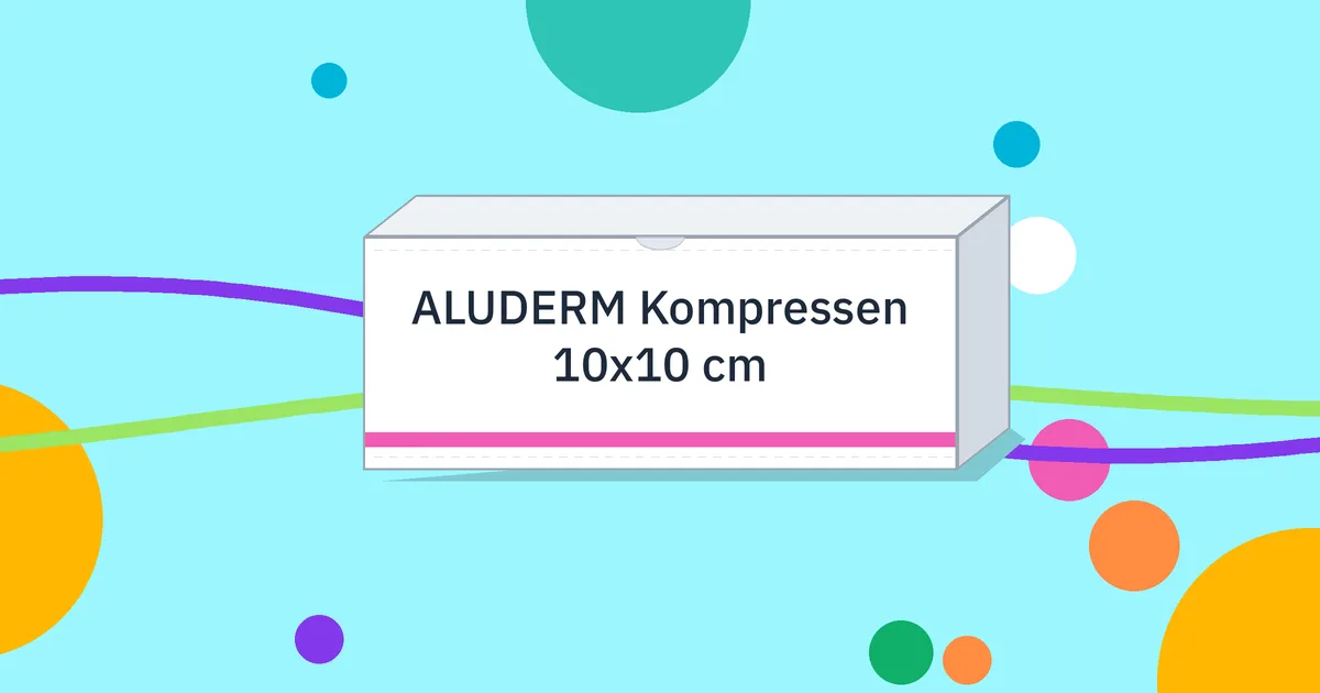 Symbolbild: Packung mit der Aufschrift ALUDERM Kompressen 10x10 cm (PZN 03147241) – Verfügbarkeit und Bezug in Apotheken in Frankfurt am Main