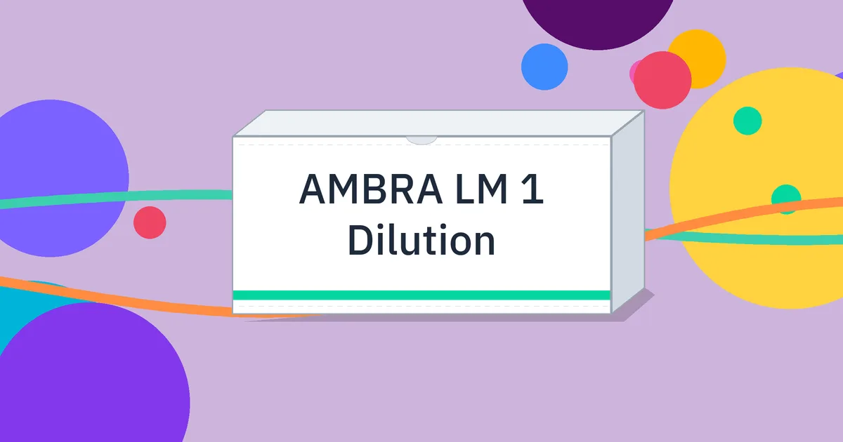 Symbolbild: Packung mit der Aufschrift AMBRA LM 1 Dilution (PZN 12759687) – Verfügbarkeit und Bezug in Apotheken in Frankfurt am Main