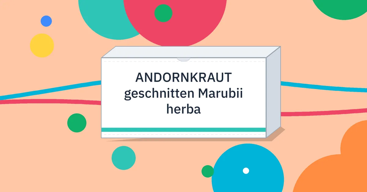 Symbolbild: Packung mit der Aufschrift ANDORNKRAUT geschnitten Marubii herba (PZN 20953564) – Verfügbarkeit und Bezug in Apotheken in Frankfurt am Main