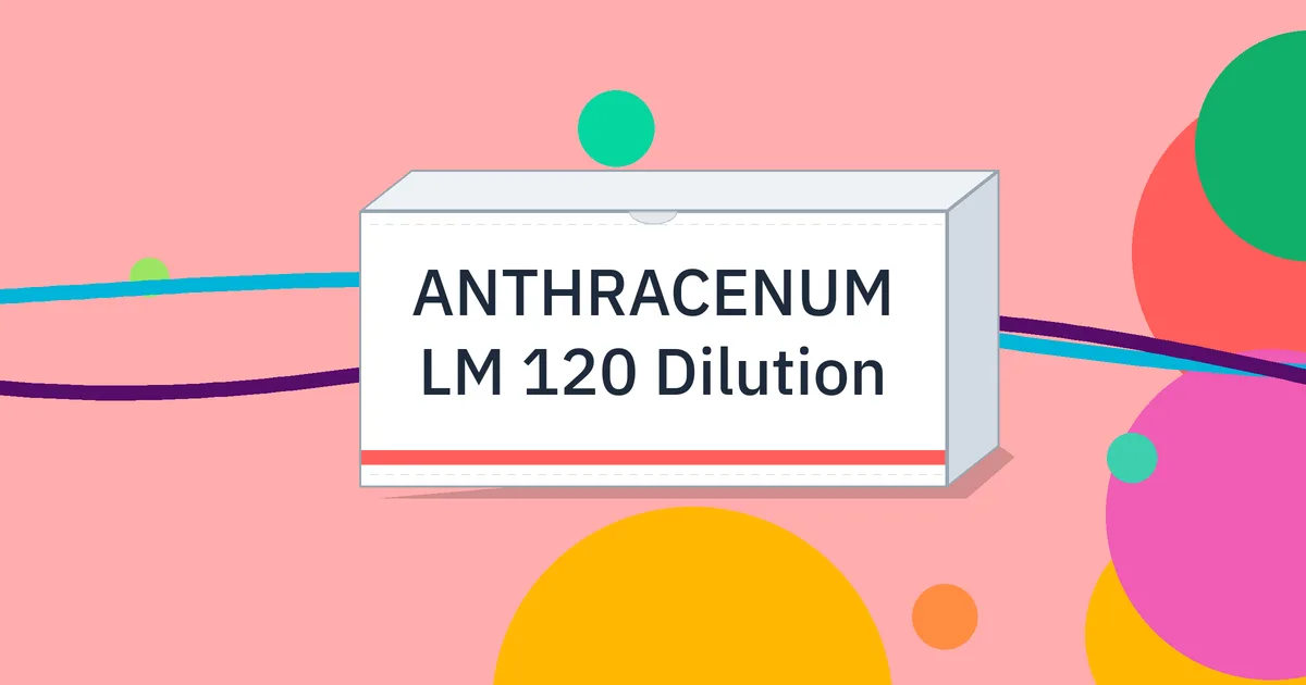 Symbolbild: Packung mit der Aufschrift ANTHRACENUM LM 120 Dilution (PZN 13370632) – Verfügbarkeit und Bezug in Apotheken in Frankfurt am Main