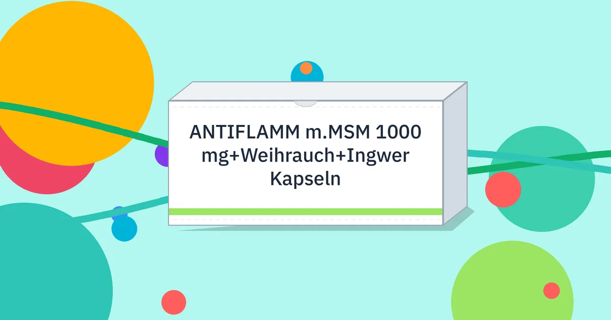 Symbolbild: Packung mit der Aufschrift ANTIFLAMM m.MSM 1000 mg+Weihrauch+Ingwer Kapseln (PZN 18362181) – Verfügbarkeit und Bezug in Apotheken in Frankfurt am Main