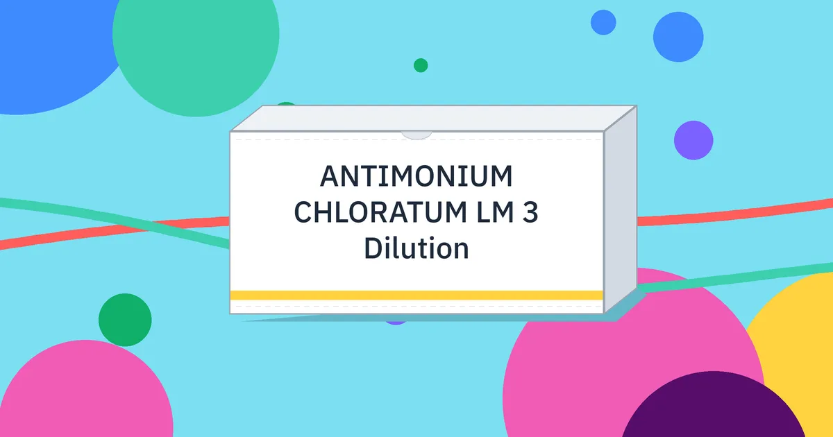 Symbolbild: Packung mit der Aufschrift ANTIMONIUM CHLORATUM LM 3 Dilution (PZN 13372513) – Verfügbarkeit und Bezug in Apotheken in Frankfurt am Main