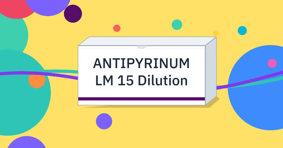 Symbolbild: Packung mit der Aufschrift ANTIPYRINUM LM 15 Dilution (PZN 13376422) – Verfügbarkeit und Bezug in Apotheken in Frankfurt am Main