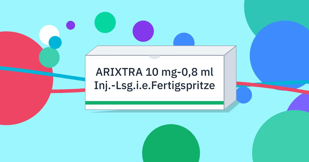 Symbolbild: Packung mit der Aufschrift ARIXTRA 10 mg-0,8 ml Inj.-Lsg.i.e.Fertigspritze (PZN 15317748) – Verfügbarkeit und Bezug in Apotheken in Frankfurt am Main