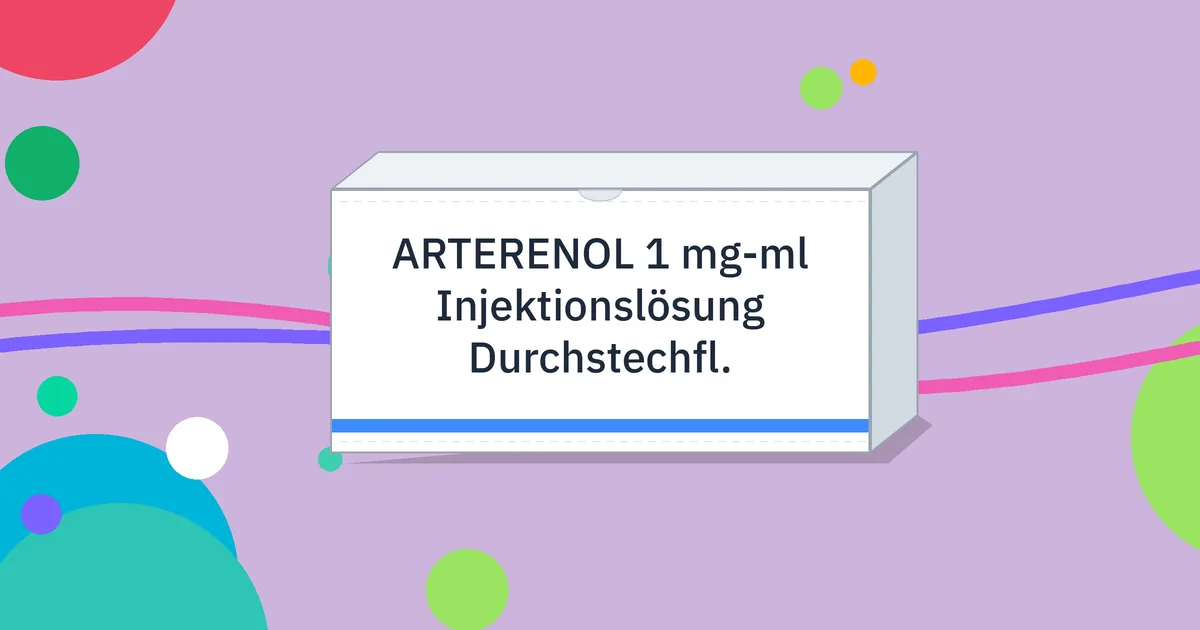 Symbolbild: Packung mit der Aufschrift ARTERENOL 1 mg-ml Injektionslösung Durchstechfl. (PZN 00073016) – Verfügbarkeit und Bezug in Apotheken in Frankfurt am Main