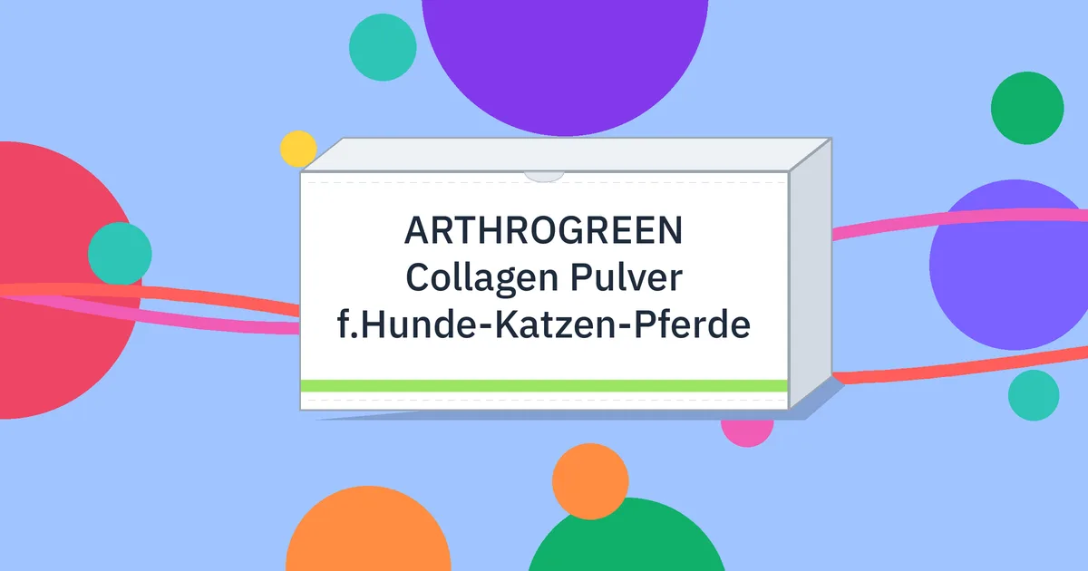 Symbolbild: Packung mit der Aufschrift ARTHROGREEN Collagen Pulver f.Hunde-Katzen-Pferde (PZN 14258759) – Verfügbarkeit und Bezug in Apotheken in Frankfurt am Main