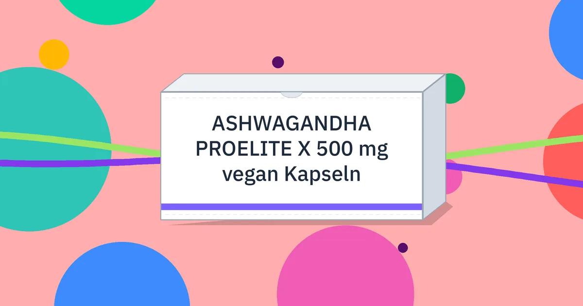 Symbolbild: Packung mit der Aufschrift ASHWAGANDHA PROELITE X 500 mg vegan Kapseln (PZN 20102263) – Verfügbarkeit und Bezug in Apotheken in Frankfurt am Main