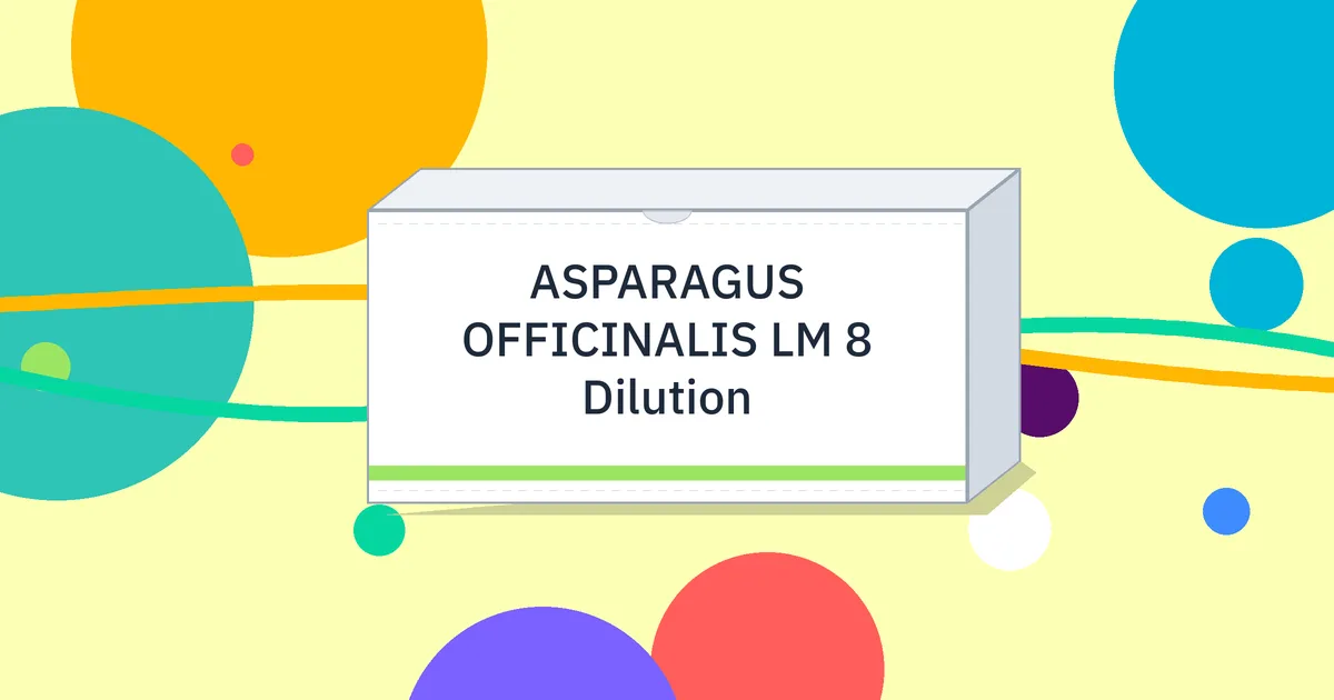 Symbolbild: Packung mit der Aufschrift ASPARAGUS OFFICINALIS LM 8 Dilution (PZN 13402740) – Verfügbarkeit und Bezug in Apotheken in Frankfurt am Main