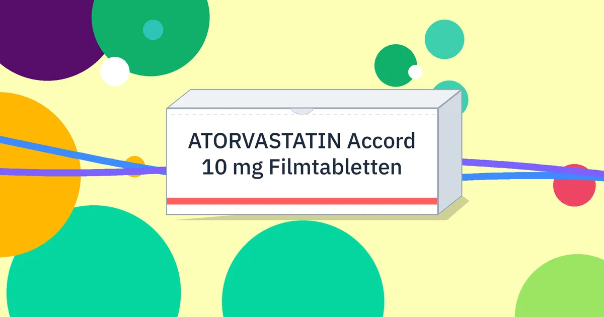 Symbolbild: Packung mit der Aufschrift ATORVASTATIN Accord 10 mg Filmtabletten (PZN 13980661) – Verfügbarkeit und Bezug in Apotheken in Frankfurt am Main