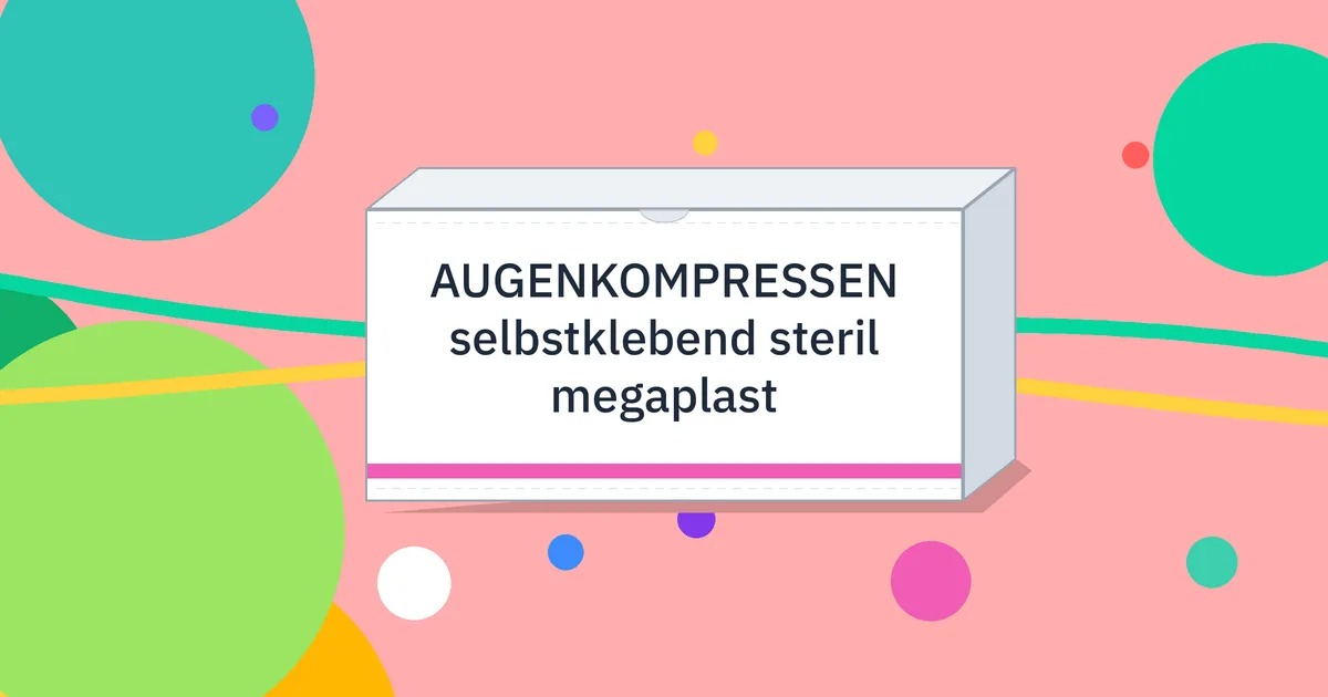 Symbolbild: Packung mit der Aufschrift AUGENKOMPRESSEN selbstklebend steril megaplast (PZN 16500348) – Verfügbarkeit und Bezug in Apotheken in Frankfurt am Main
