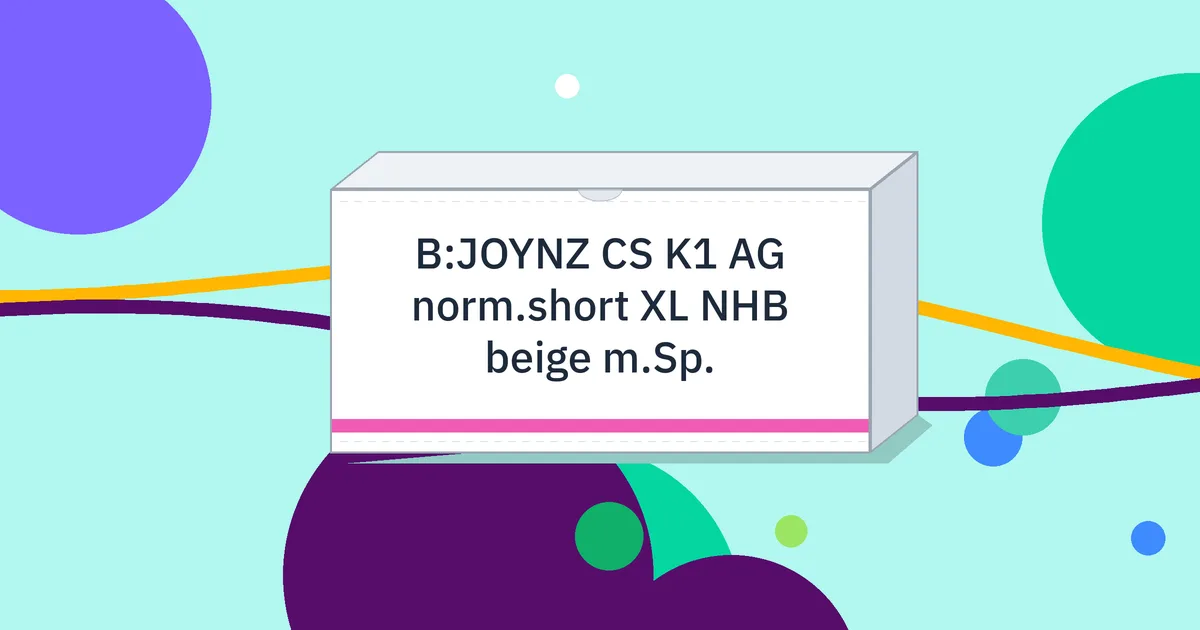 Symbolbild: Packung mit der Aufschrift B:JOYNZ CS K1 AG norm.short XL NHB beige m.Sp. (PZN 20534146) – Verfügbarkeit und Bezug in Apotheken in Frankfurt am Main