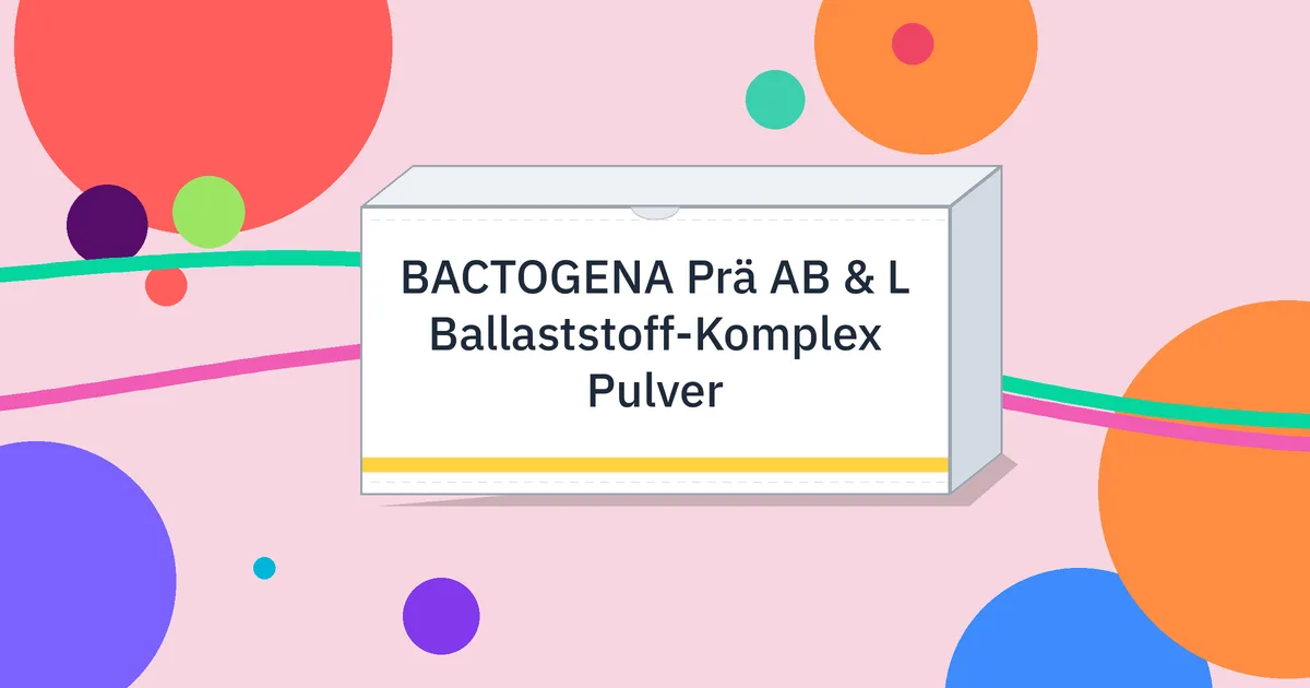 Symbolbild: Packung mit der Aufschrift BACTOGENA Prä AB & L Ballaststoff-Komplex Pulver (PZN 20088250) – Verfügbarkeit und Bezug in Apotheken in Frankfurt am Main