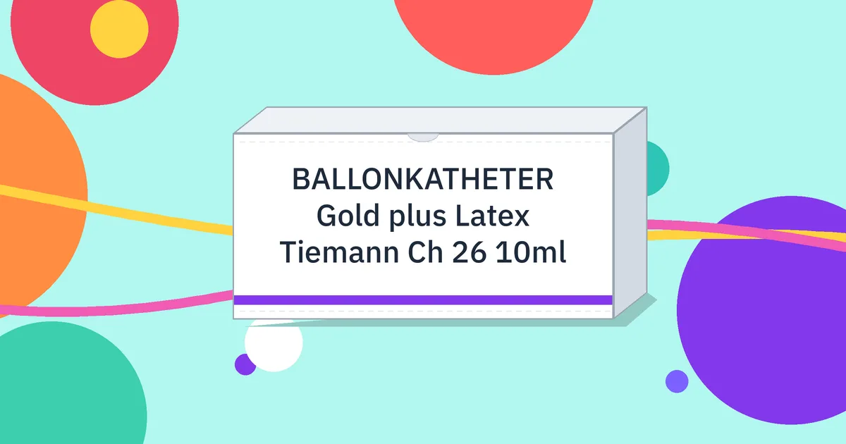 Symbolbild: Packung mit der Aufschrift BALLONKATHETER Gold plus Latex Tiemann Ch 26 10ml (PZN 04905011) – Verfügbarkeit und Bezug in Apotheken in Frankfurt am Main