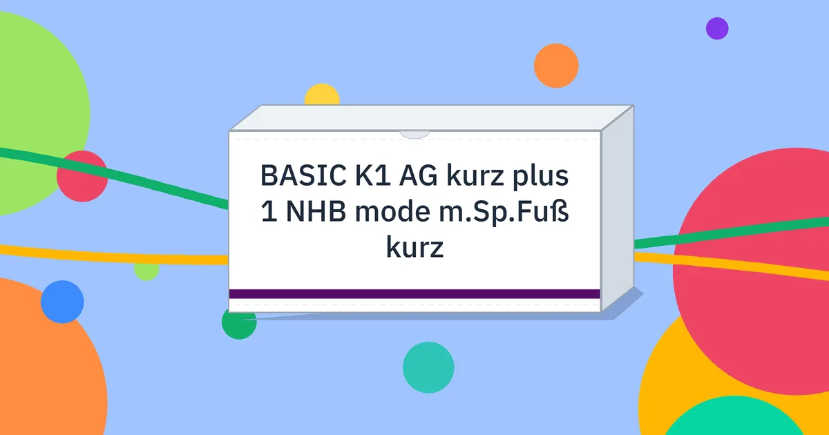 Symbolbild: Packung mit der Aufschrift BASIC K1 AG kurz plus 1 NHB mode m.Sp.Fuß kurz (PZN 20259881) – Verfügbarkeit und Bezug in Apotheken in Frankfurt am Main