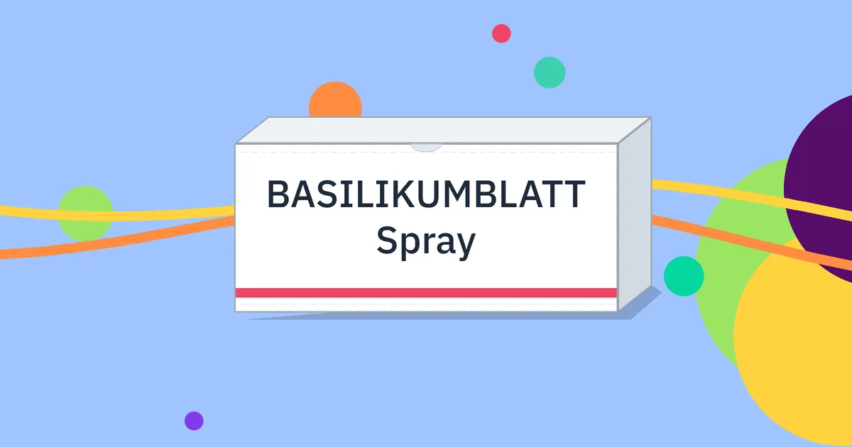 Symbolbild: Packung mit der Aufschrift BASILIKUMBLATT Spray (PZN 19418268) – Verfügbarkeit und Bezug in Apotheken in Frankfurt am Main