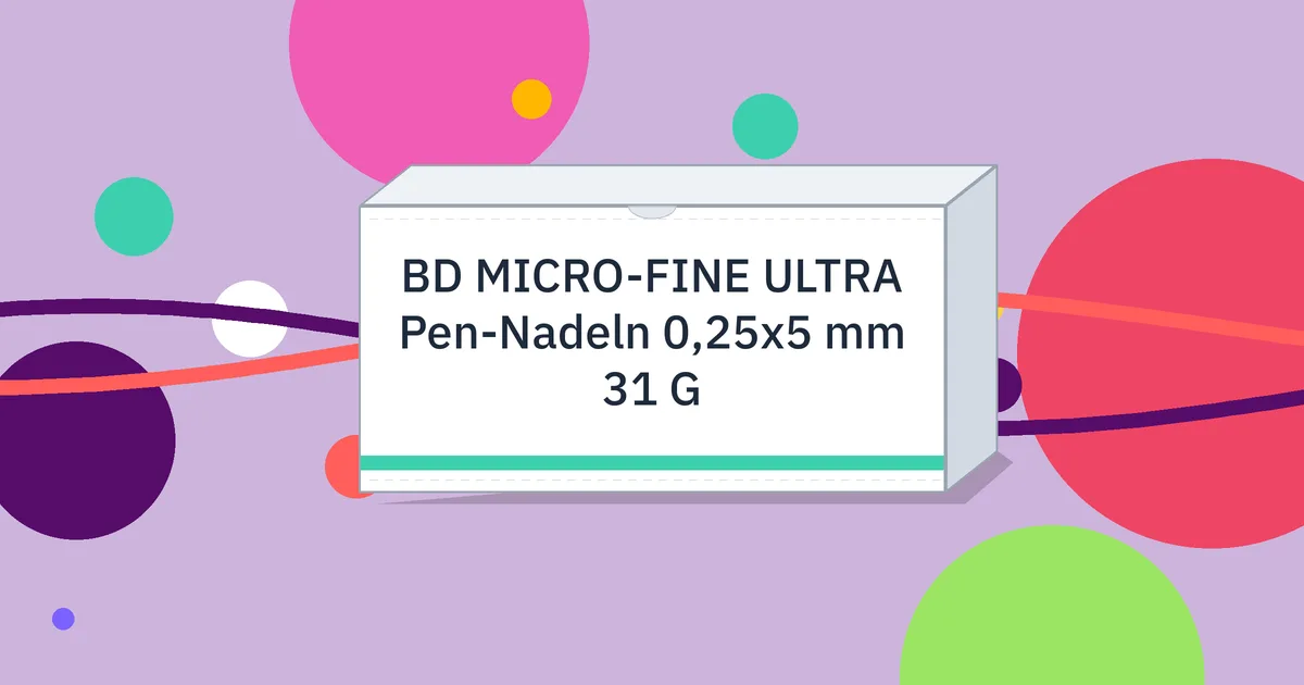 Symbolbild: Packung mit der Aufschrift BD MICRO-FINE ULTRA Pen-Nadeln 0,25x5 mm 31 G (PZN 11189874) – Verfügbarkeit und Bezug in Apotheken in Frankfurt am Main