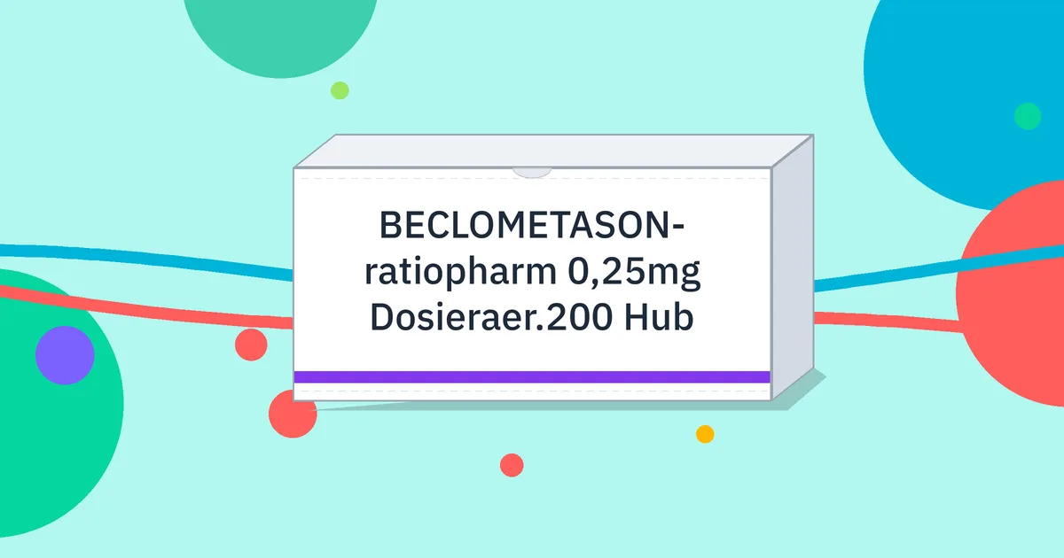 Symbolbild: Packung mit der Aufschrift BECLOMETASON-ratiopharm 0,25mg Dosieraer.200 Hub (PZN 01660307) – Verfügbarkeit und Bezug in Apotheken in Frankfurt am Main