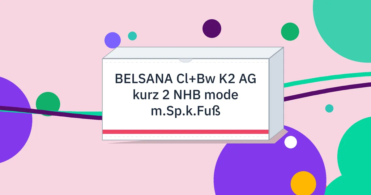 Symbolbild: Packung mit der Aufschrift BELSANA Cl+Bw K2 AG kurz 2 NHB mode m.Sp.k.Fuß (PZN 12243239) – Verfügbarkeit und Bezug in Apotheken in Frankfurt am Main