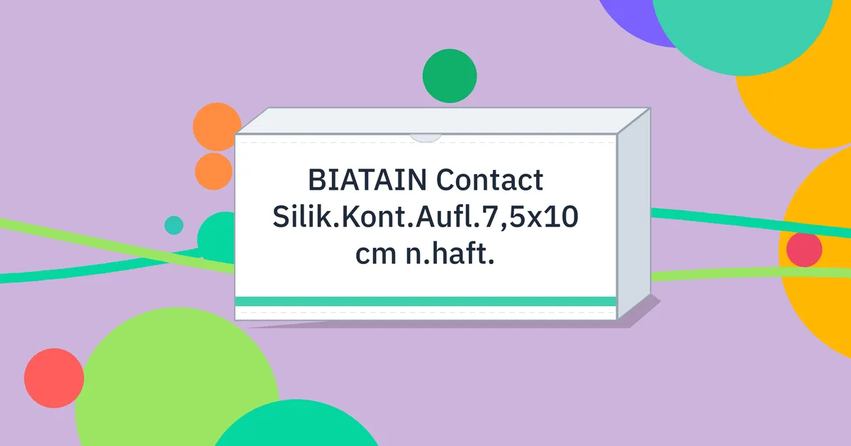 Symbolbild: Packung mit der Aufschrift BIATAIN Contact Silik.Kont.Aufl.7,5x10 cm n.haft. (PZN 16861483) – Verfügbarkeit und Bezug in Apotheken in Frankfurt am Main