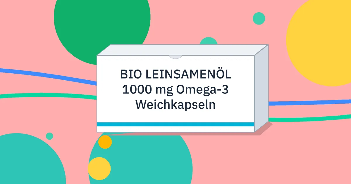 Symbolbild: Packung mit der Aufschrift BIO LEINSAMENÖL 1000 mg Omega-3 Weichkapseln (PZN 20610427) – Verfügbarkeit und Bezug in Apotheken in Frankfurt am Main