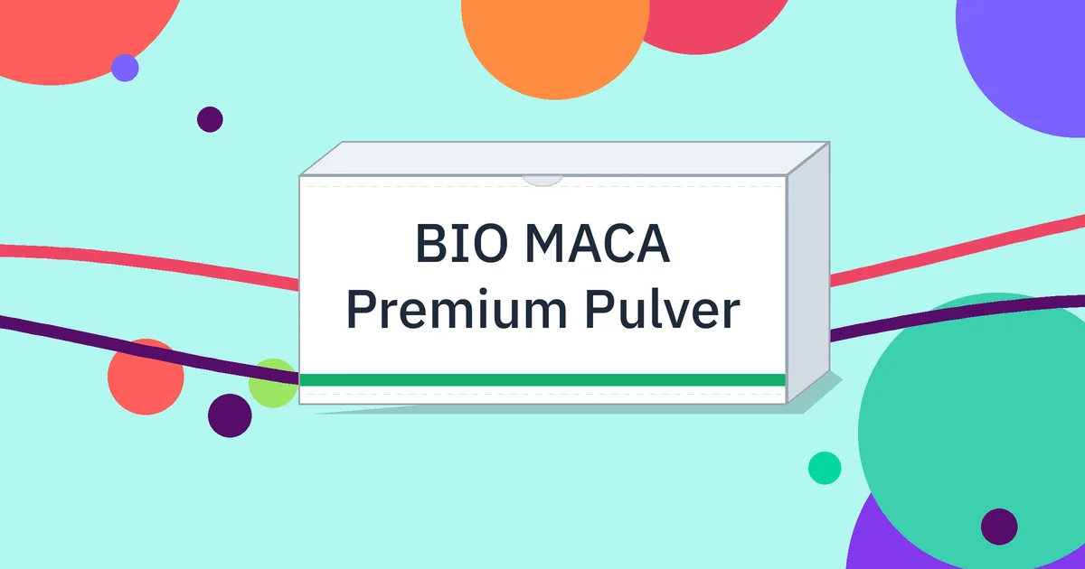 Symbolbild: Packung mit der Aufschrift BIO MACA Premium Pulver (PZN 09464824) – Verfügbarkeit und Bezug in Apotheken in Frankfurt am Main