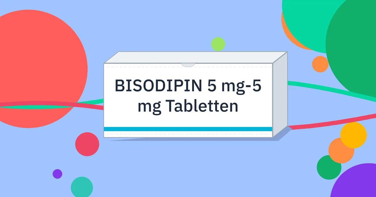 Symbolbild: Packung mit der Aufschrift BISODIPIN 5 mg-5 mg Tabletten (PZN 12020798) – Verfügbarkeit und Bezug in Apotheken in Frankfurt am Main