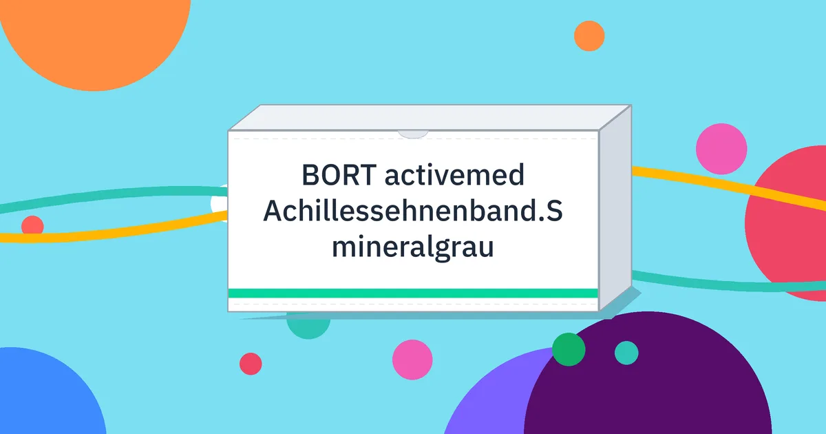 Symbolbild: Packung mit der Aufschrift BORT activemed Achillessehnenband.S mineralgrau (PZN 15256455) – Verfügbarkeit und Bezug in Apotheken in Frankfurt am Main