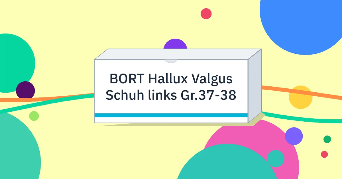 Symbolbild: Packung mit der Aufschrift BORT Hallux Valgus Schuh links Gr.37-38 (PZN 08528108) – Verfügbarkeit und Bezug in Apotheken in Frankfurt am Main