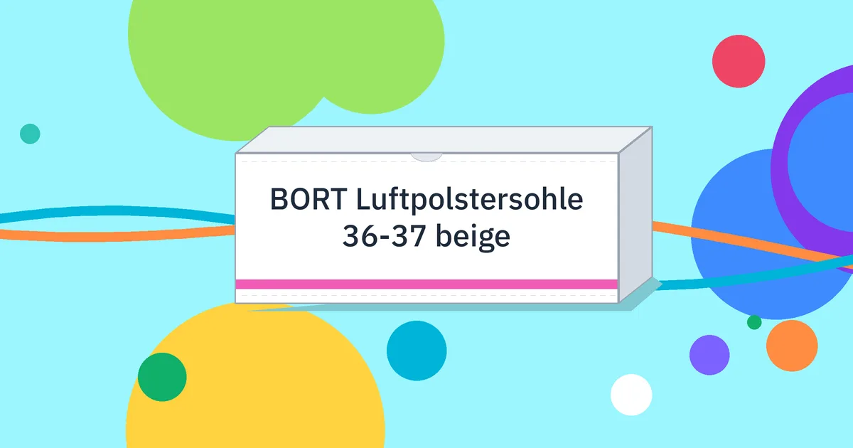 Symbolbild: Packung mit der Aufschrift BORT Luftpolstersohle 36-37 beige (PZN 03705824) – Verfügbarkeit und Bezug in Apotheken in Frankfurt am Main