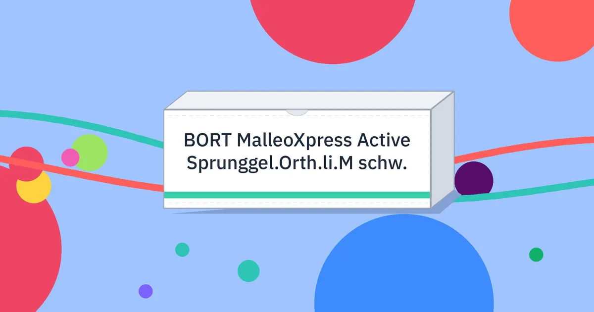Symbolbild: Packung mit der Aufschrift BORT MalleoXpress Active Sprunggel.Orth.li.M schw. (PZN 12574114) – Verfügbarkeit und Bezug in Apotheken in Frankfurt am Main