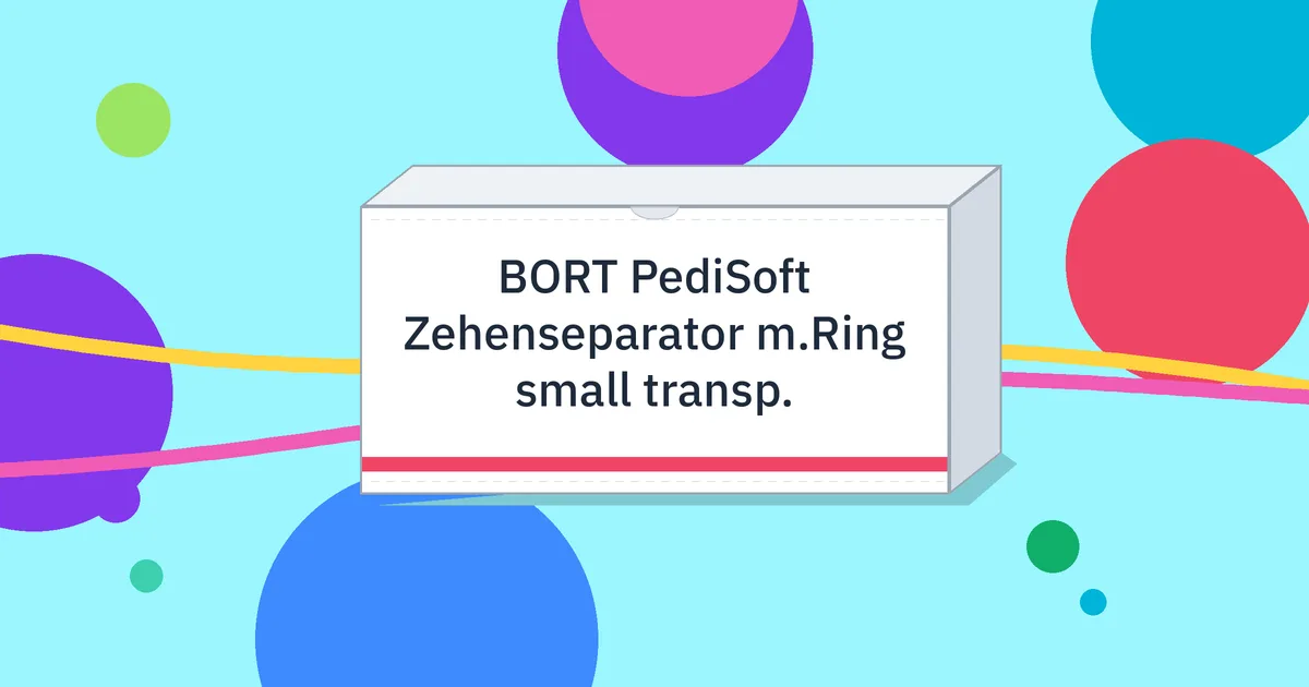 Symbolbild: Packung mit der Aufschrift BORT PediSoft Zehenseparator m.Ring small transp. (PZN 10995024) – Verfügbarkeit und Bezug in Apotheken in Frankfurt am Main