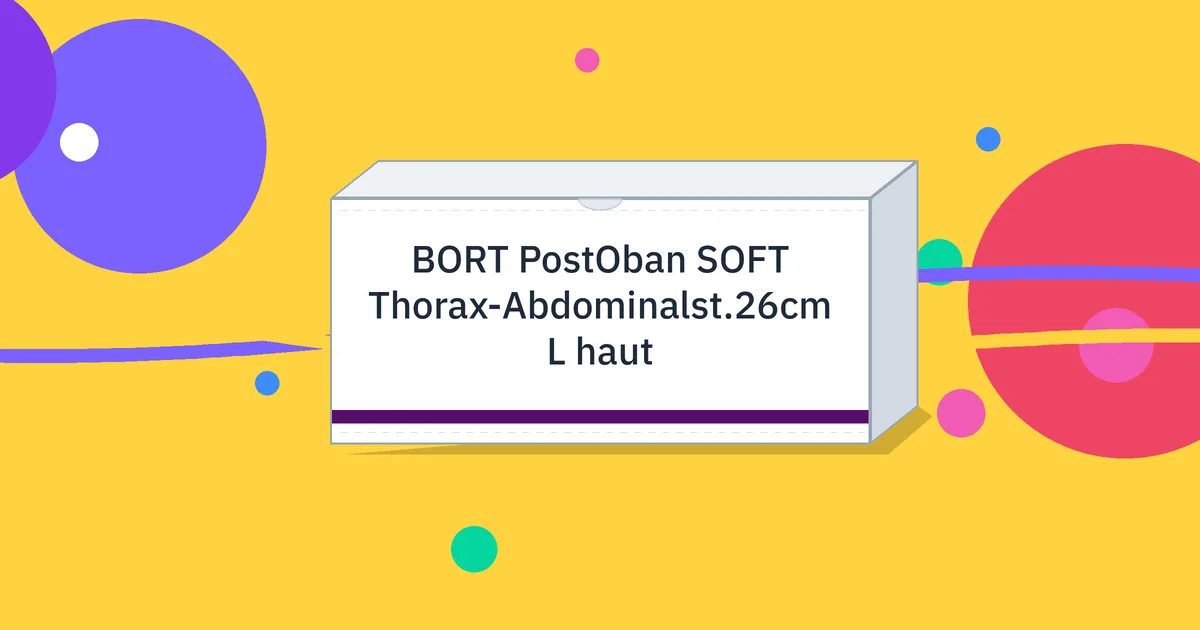 Symbolbild: Packung mit der Aufschrift BORT PostOban SOFT Thorax-Abdominalst.26cm L haut (PZN 12574634) – Verfügbarkeit und Bezug in Apotheken in Frankfurt am Main