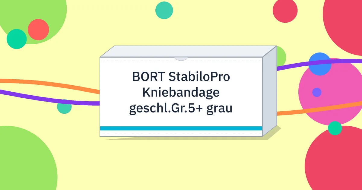 Symbolbild: Packung mit der Aufschrift BORT StabiloPro Kniebandage geschl.Gr.5+ grau (PZN 15256797) – Verfügbarkeit und Bezug in Apotheken in Frankfurt am Main