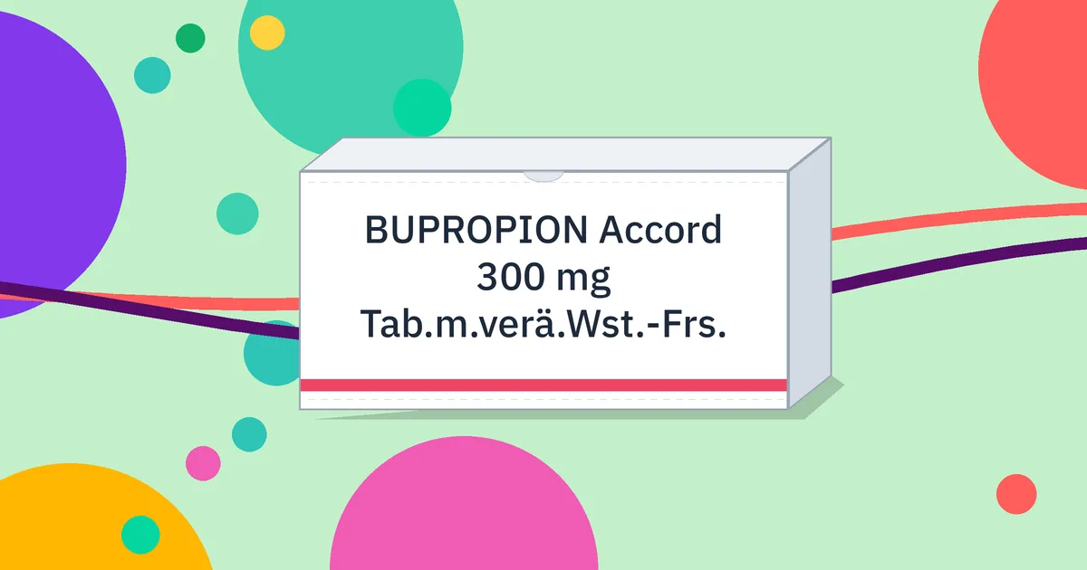 Symbolbild: Packung mit der Aufschrift BUPROPION Accord 300 mg Tab.m.verä.Wst.-Frs. (PZN 15883181) – Verfügbarkeit und Bezug in Apotheken in Frankfurt am Main