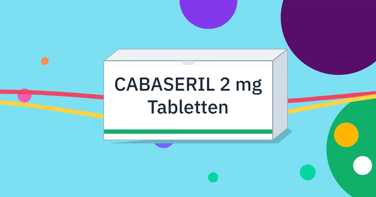 Symbolbild: Packung mit der Aufschrift CABASERIL 2 mg Tabletten (PZN 03131688) – Verfügbarkeit und Bezug in Apotheken in Frankfurt am Main