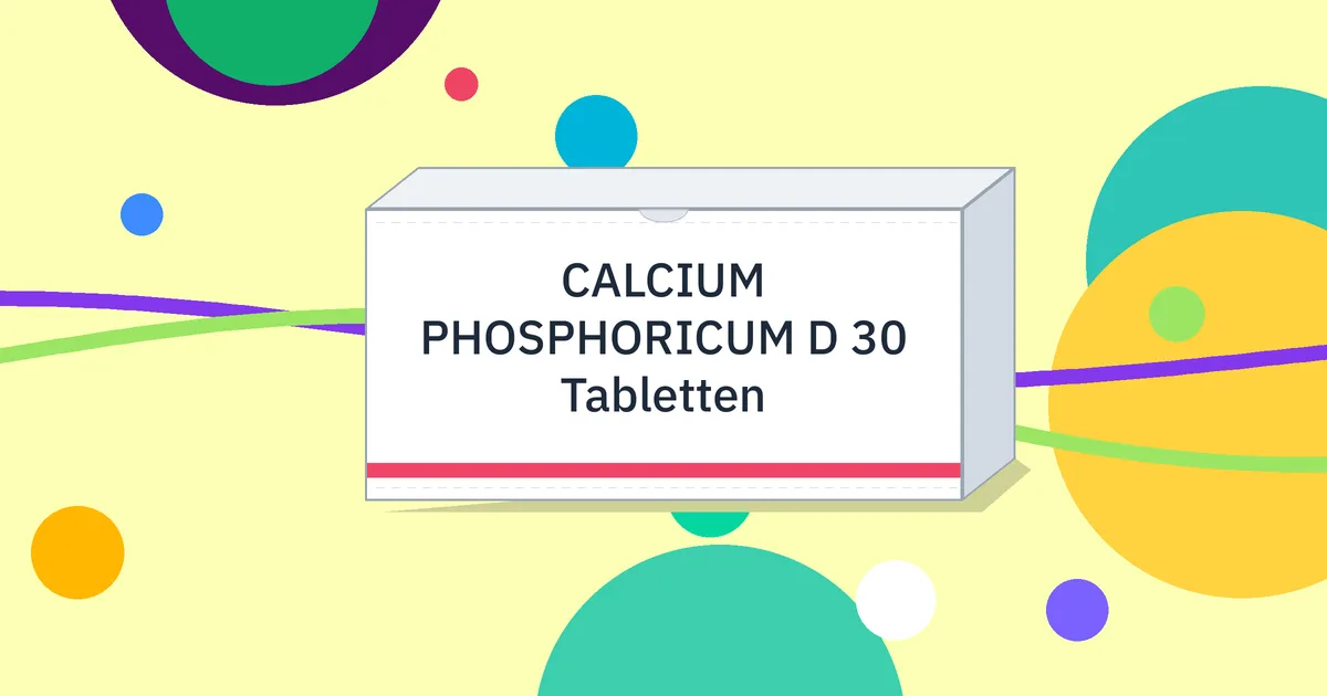 Symbolbild: Packung mit der Aufschrift CALCIUM PHOSPHORICUM D 30 Tabletten (PZN 02125757) – Verfügbarkeit und Bezug in Apotheken in Frankfurt am Main