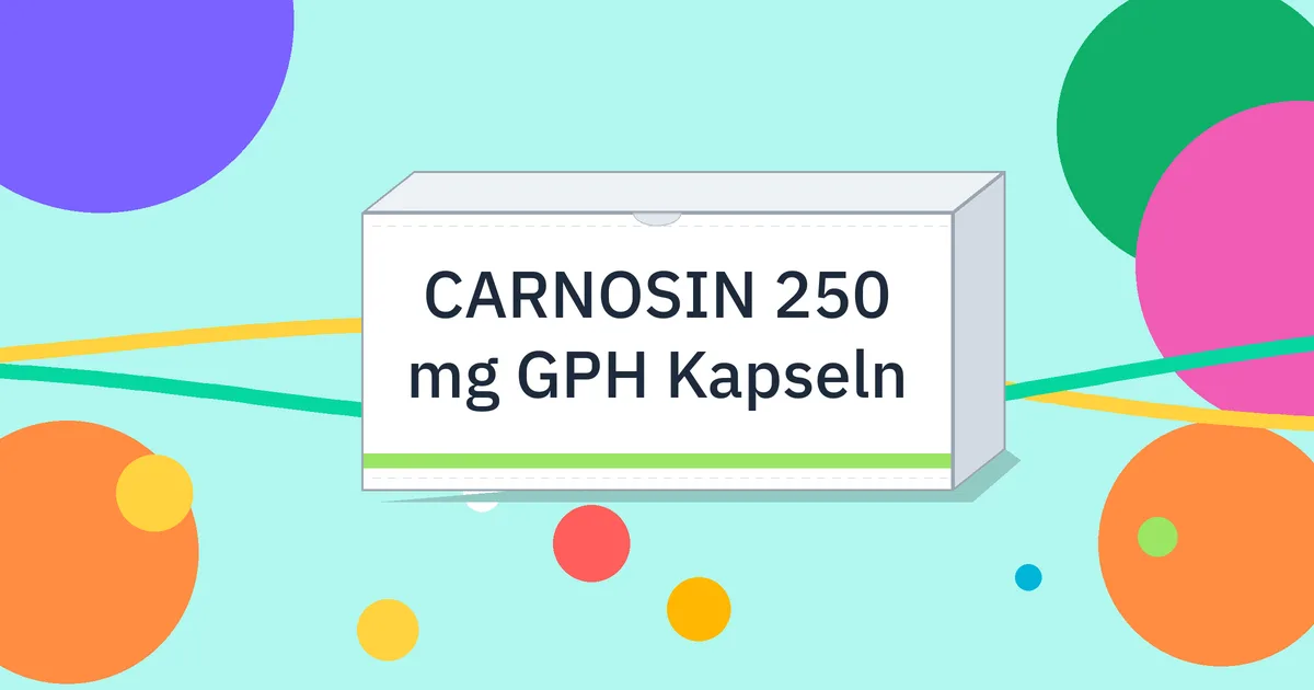 Symbolbild: Packung mit der Aufschrift CARNOSIN 250 mg GPH Kapseln (PZN 00949537) – Verfügbarkeit und Bezug in Apotheken in Frankfurt am Main