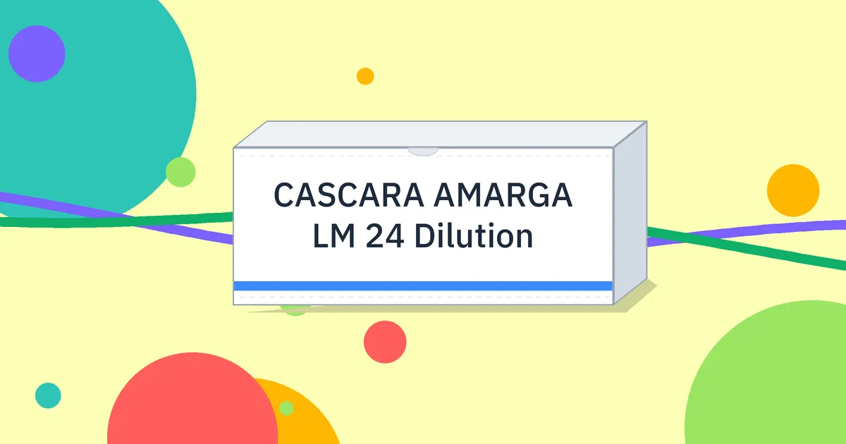 Symbolbild: Packung mit der Aufschrift CASCARA AMARGA LM 24 Dilution (PZN 13432563) – Verfügbarkeit und Bezug in Apotheken in Frankfurt am Main