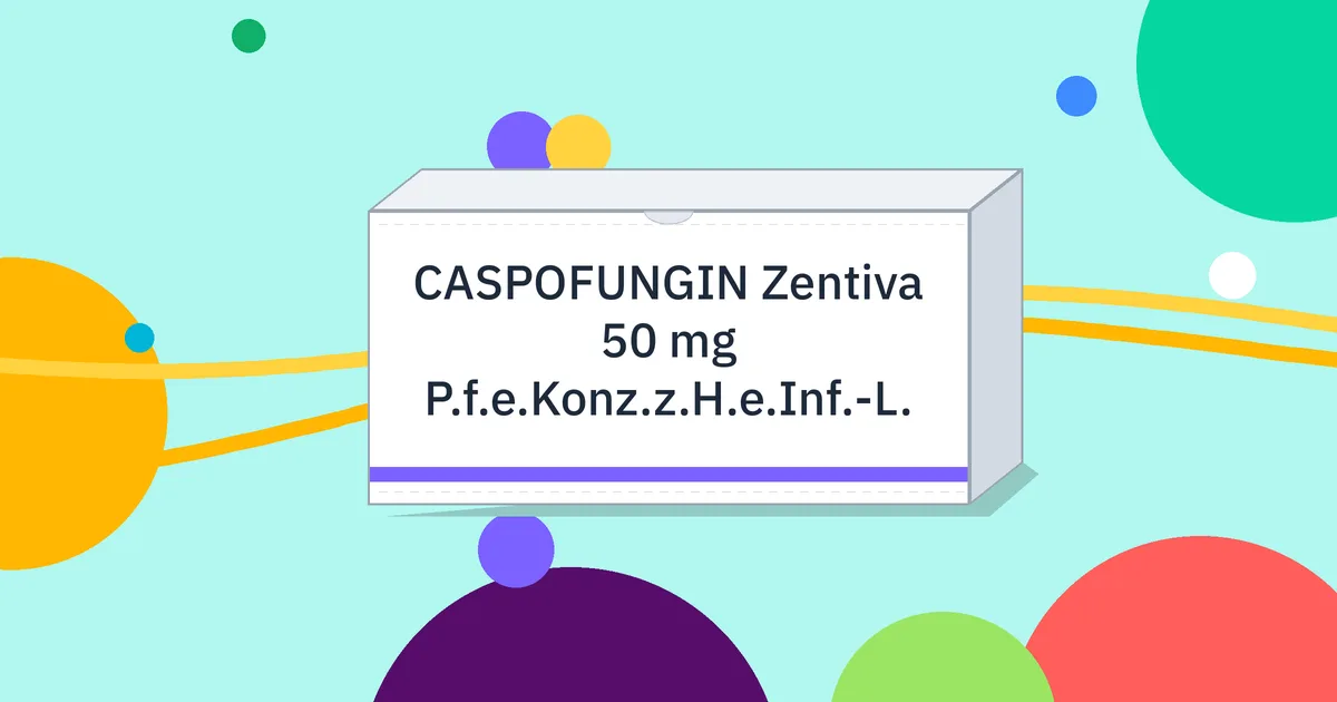 Symbolbild: Packung mit der Aufschrift CASPOFUNGIN Zentiva 50 mg P.f.e.Konz.z.H.e.Inf.-L. (PZN 12477523) – Verfügbarkeit und Bezug in Apotheken in Frankfurt am Main