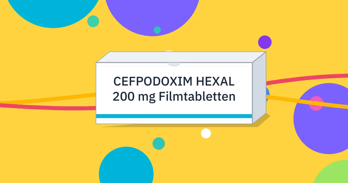 Symbolbild: Packung mit der Aufschrift CEFPODOXIM HEXAL 200 mg Filmtabletten (PZN 00829419) – Verfügbarkeit und Bezug in Apotheken in Frankfurt am Main