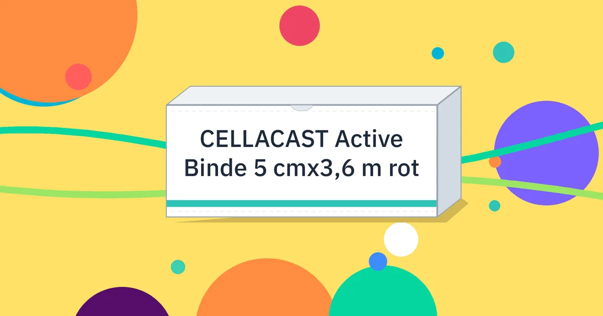 Symbolbild: Packung mit der Aufschrift CELLACAST Active Binde 5 cmx3,6 m rot (PZN 14251556) – Verfügbarkeit und Bezug in Apotheken in Frankfurt am Main