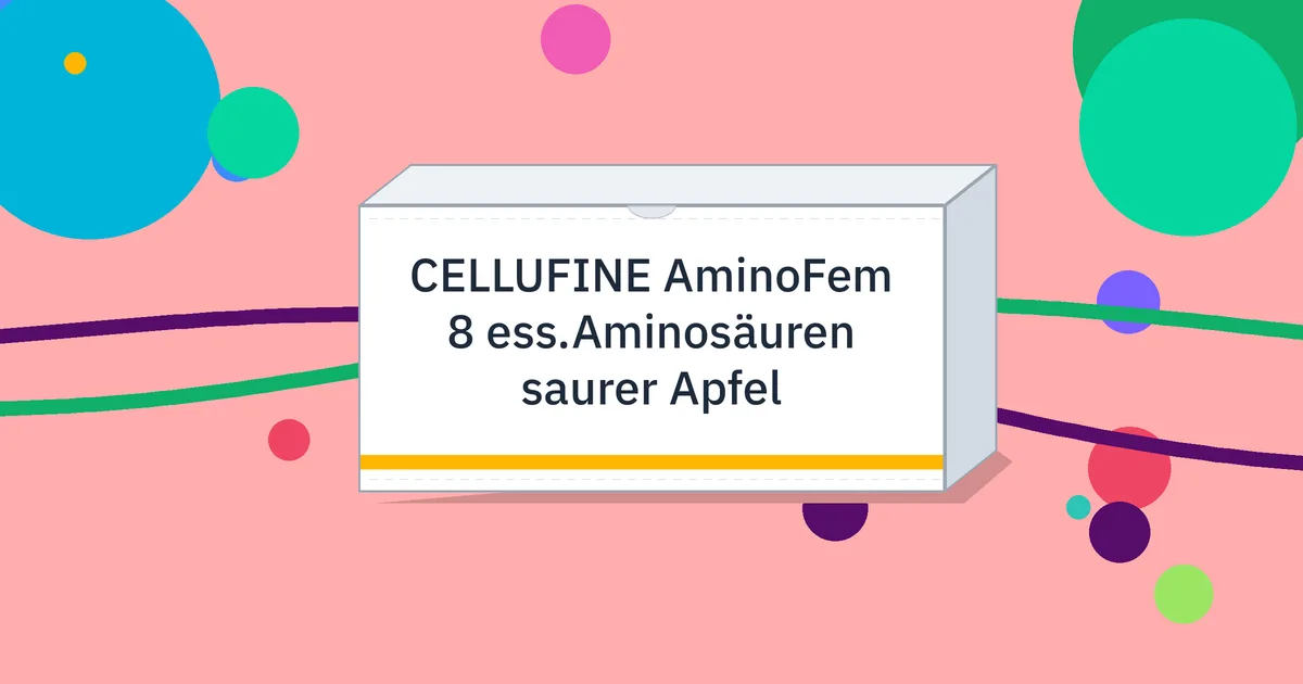 Symbolbild: Packung mit der Aufschrift CELLUFINE AminoFem 8 ess.Aminosäuren saurer Apfel (PZN 17621232) – Verfügbarkeit und Bezug in Apotheken in Frankfurt am Main