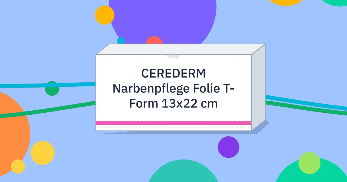 Symbolbild: Packung mit der Aufschrift CEREDERM Narbenpflege Folie T-Form 13x22 cm (PZN 06616972) – Verfügbarkeit und Bezug in Apotheken in Frankfurt am Main