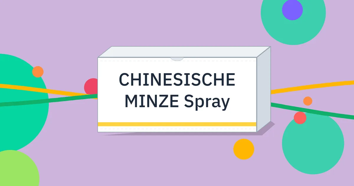 Symbolbild: Packung mit der Aufschrift CHINESISCHE MINZE Spray (PZN 19141097) – Verfügbarkeit und Bezug in Apotheken in Frankfurt am Main